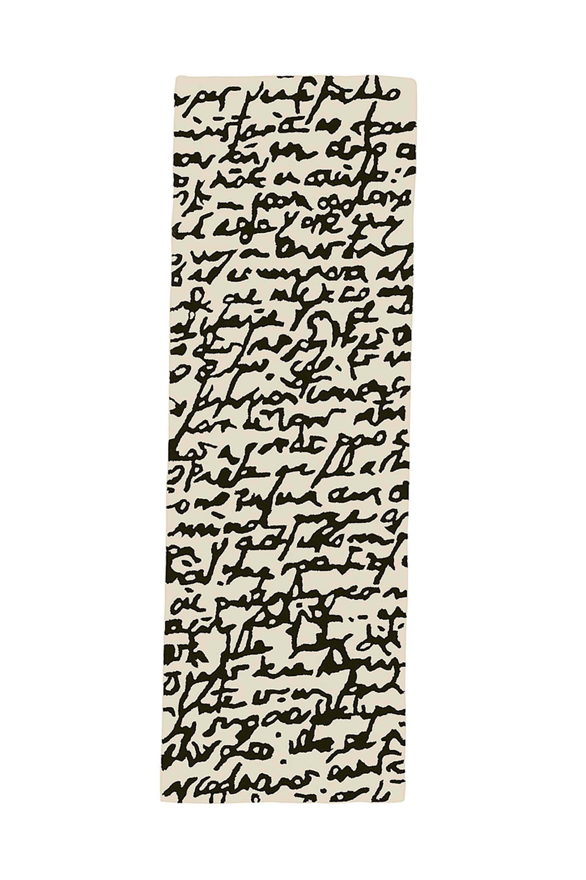 Black on White Manuscrit Runner Wool Rug L - nanimarquina